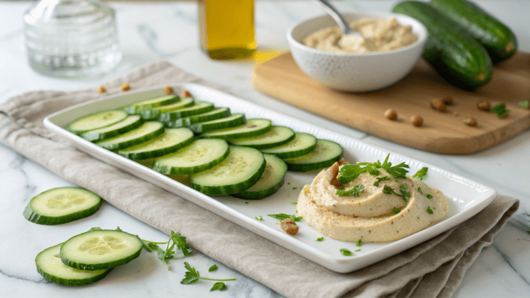 Quick & Super Easy Cucumber & Hummus - Custom Curves | The Fitness Blog
